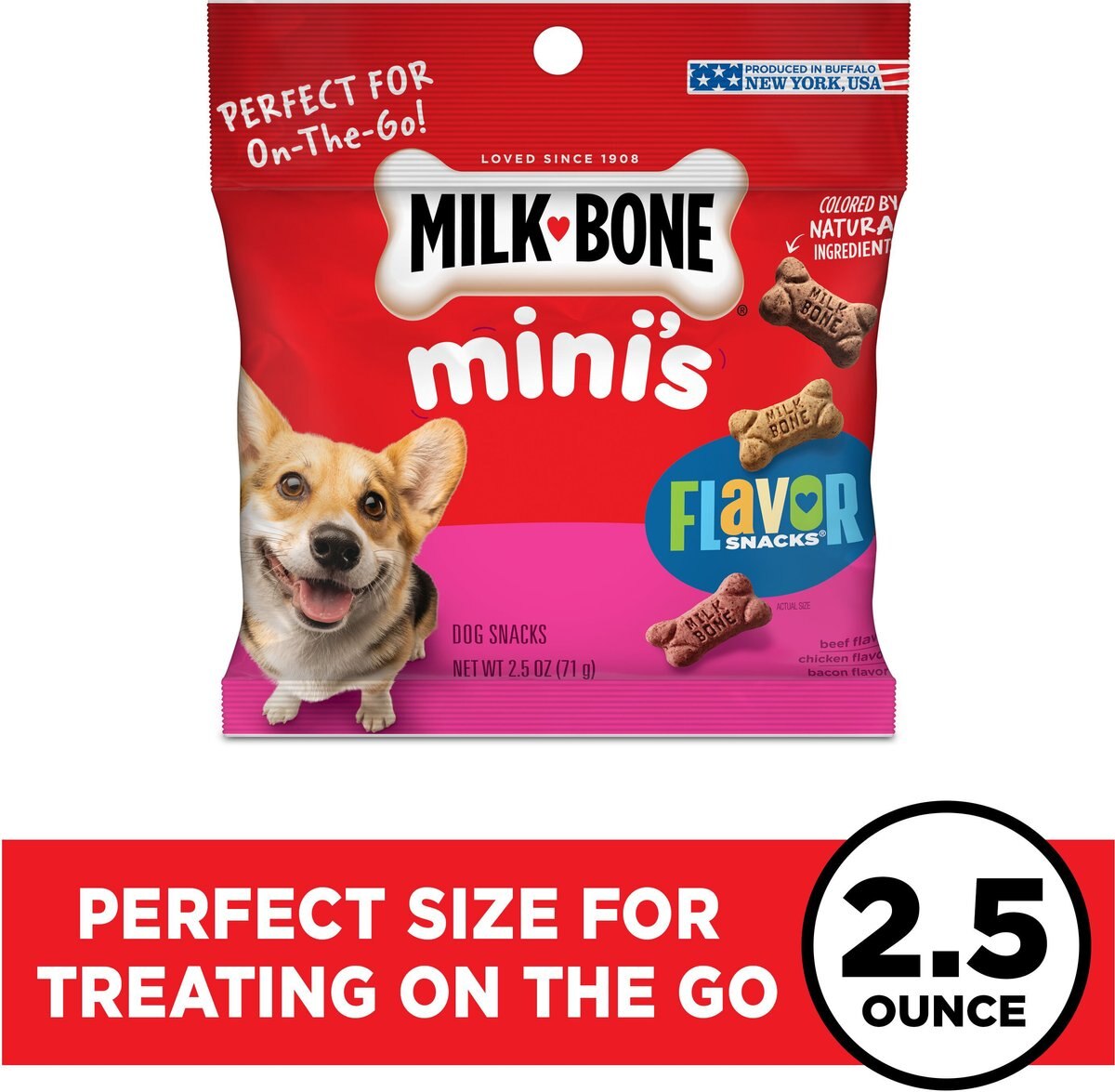 MILK-BONE Mini's Flavor Snacks Beef, Chicken & Bacon Flavored Biscuit ...