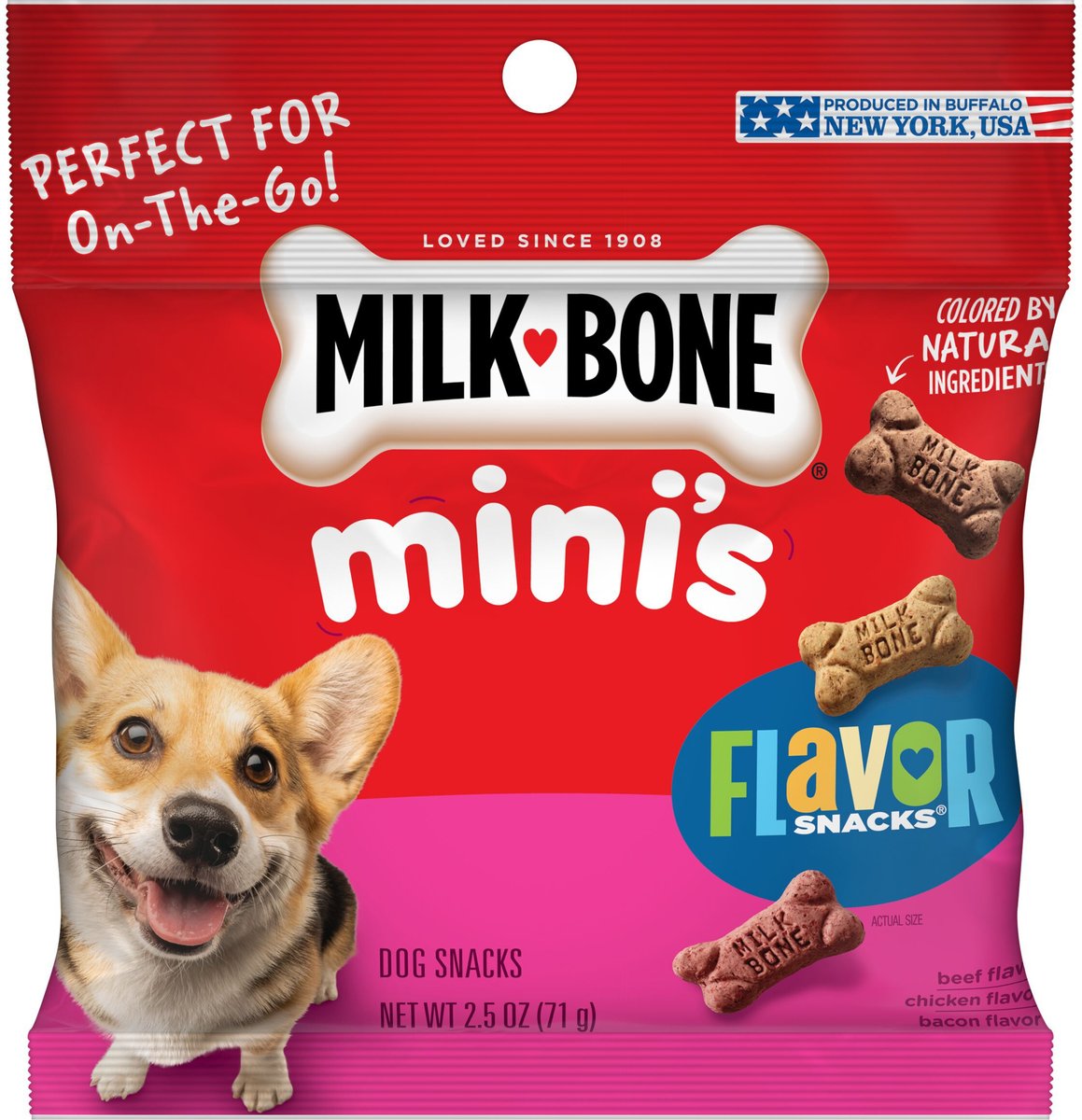 MILK-BONE Mini's Flavor Snacks Beef, Chicken & Bacon Flavored Biscuit ...