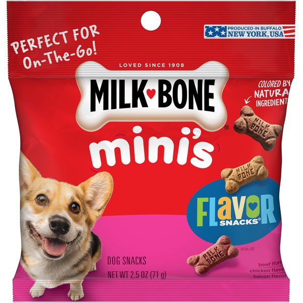 MILK-BONE Mini's Flavor Snacks Beef, Chicken & Bacon Flavored Biscuit ...