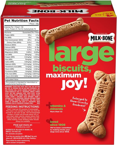 MILK-BONE Original Large Biscuit Dog Treats, 4-lb box, bundle of 2 ...