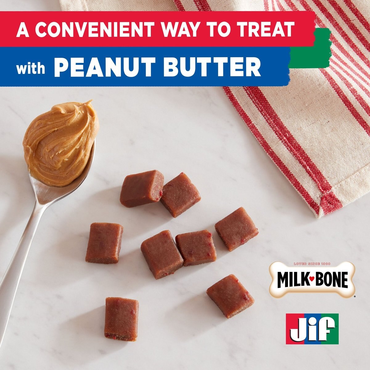 MILK-BONE Peanut Buttery Bites Jif Peanut Butter Soft & Chewy Dog ...