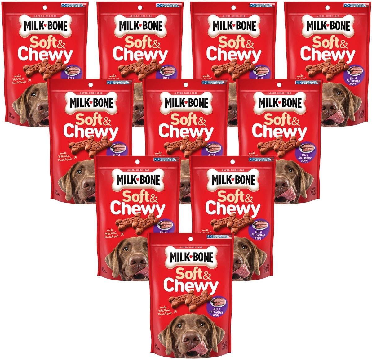 MILK-BONE Soft & Chewy Beef & Filet Mignon Recipe Chuck Roast Dog ...