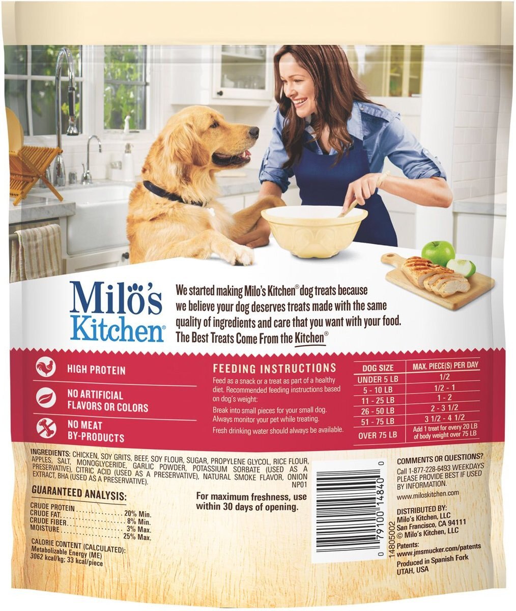 MILO'S KITCHEN Chicken & Apple Sausage Slices Dog Treats, 10-oz - Chewy.com