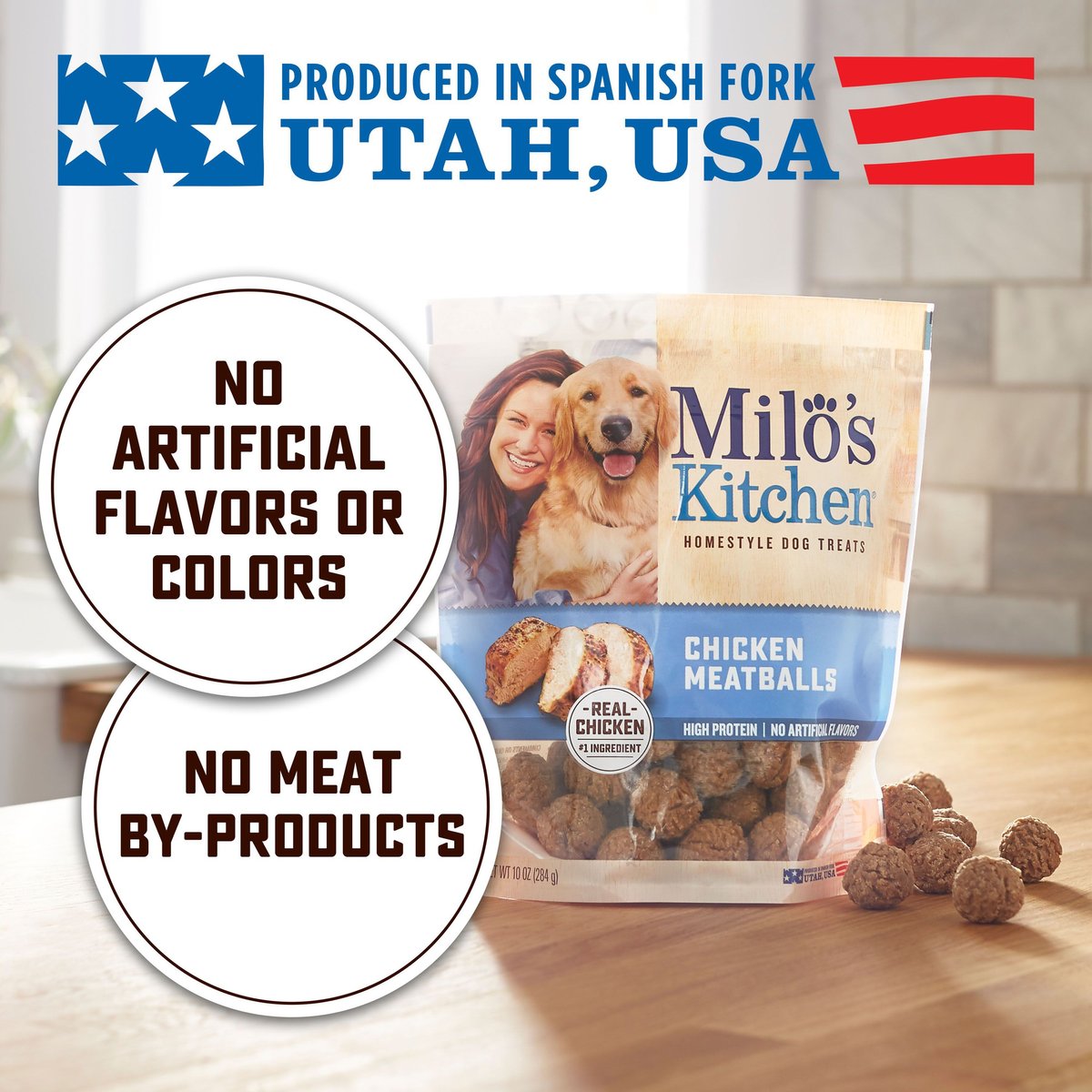 MILO'S KITCHEN Chicken Meatballs Dog Treats, 18-oz bag - Chewy.com