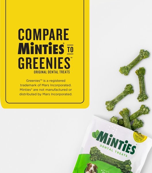MINTIES Large Mint Flavored Dental Dog Treats 50+ lbs, 48-oz bag, 36 ...