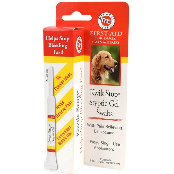 MIRACLE CARE Kwik Stop Styptic Gel Swabs for Dogs, Cats, & Birds ...