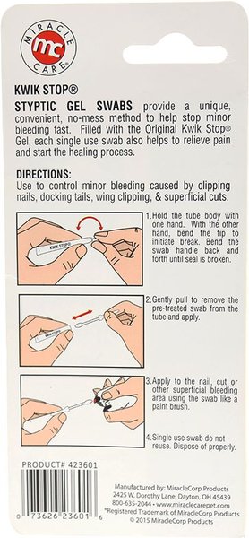 MIRACLE CARE Kwik Stop Styptic Gel Swabs for Dogs, Cats, & Birds ...