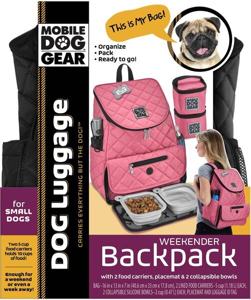 MOBILE DOG GEAR Weekender Backpack Pet Travel Bag, Black - Chewy.com