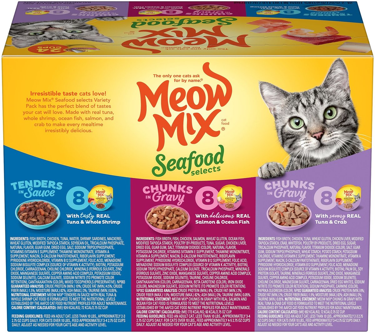 MEOW MIX Seafood Selects Variety Pack Wet Cat Food, 2.75-oz cup, case ...