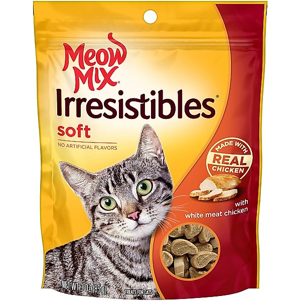 MEOW MIX Irresistibles White Meat Chicken Soft & Chewy Cat Treats, 3-oz ...