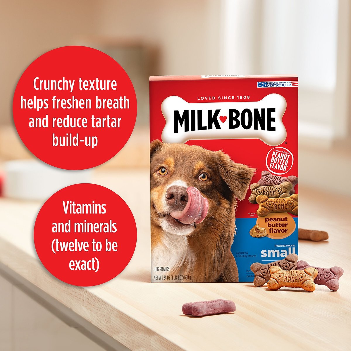 MILK-BONE Small Peanut Butter Flavor Variety Dog Treats, 1.5-lb box ...