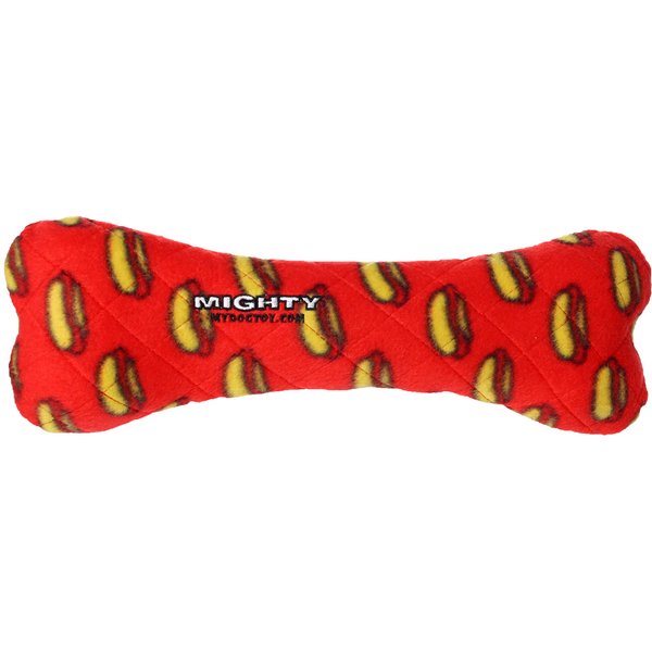 MIGHTY Bone Squeaky Plush Dog Toy, Red - Chewy.com