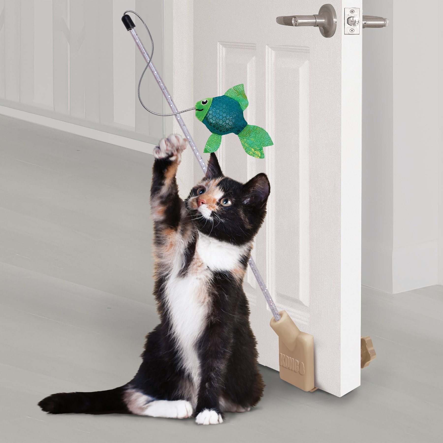 KONG Connects Angler Door Teaser Cat Toy with Catnip, Champagne - Chewy.com