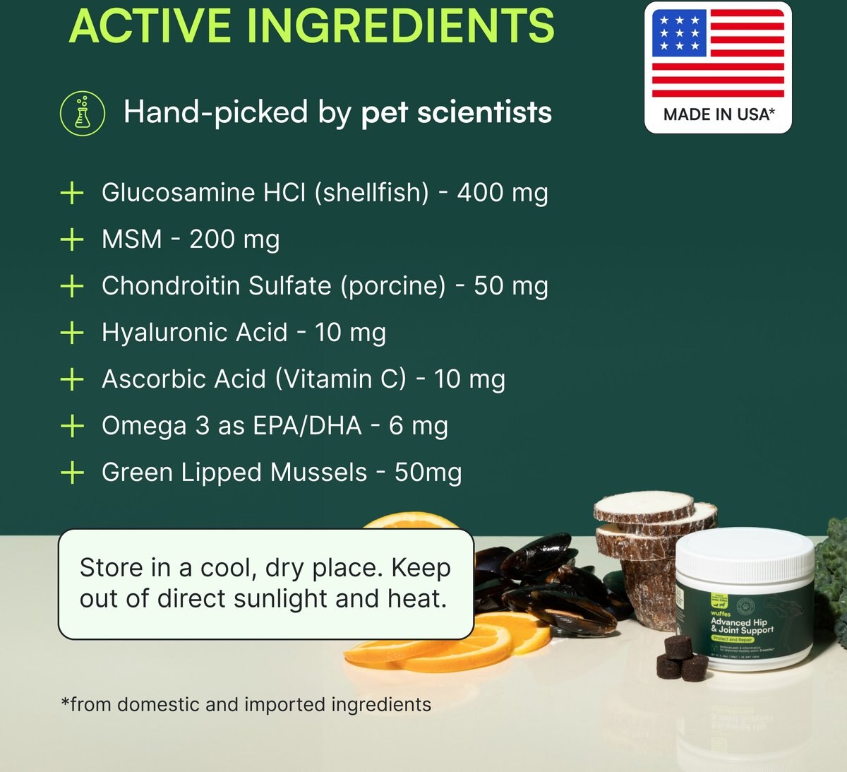 WUFFES Advanced Hip & Joint Supplement with Glucosamine & Chondroitin ...