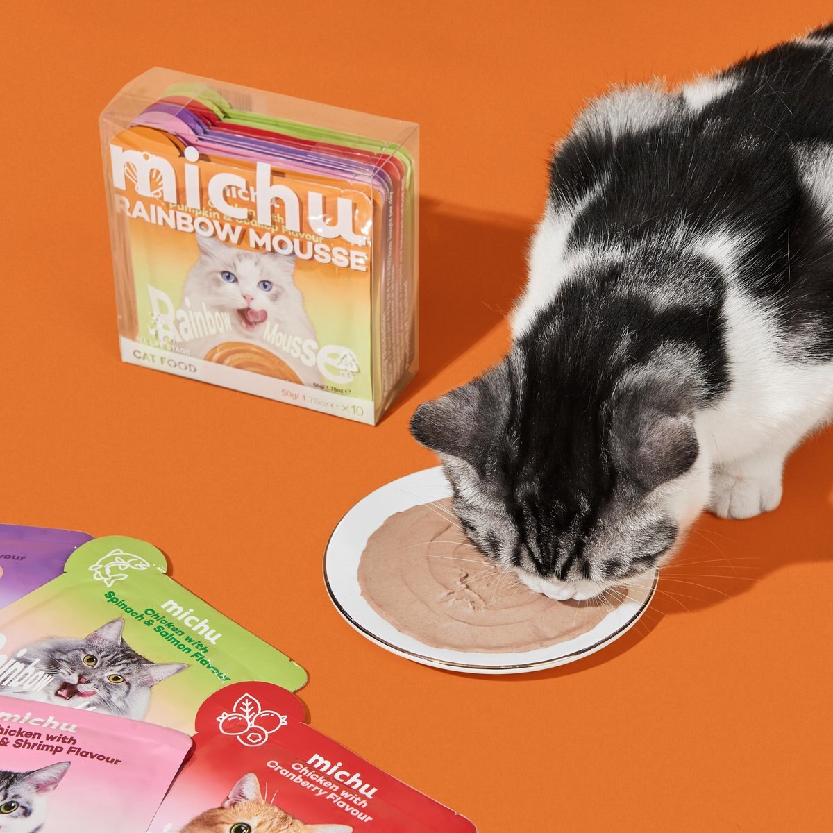 MICHU Rainbow Mousse 5 Mixed Flavor Variety Pack Pate Wet Cat Food, 1. ...