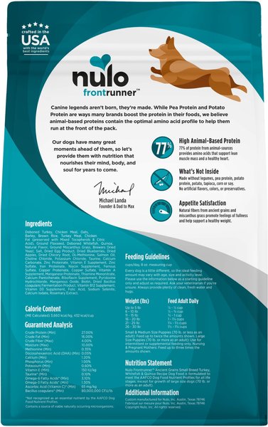 NULO Frontrunner Ancient Grains Turkey, Whitefish & Quinoa Small Breed ...