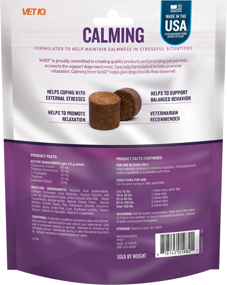 VETIQ Calming Soft Chew Calming Supplement for Dogs, 60 count - Chewy.com