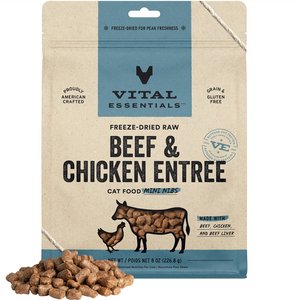 VITAL ESSENTIALS Freeze-Dried Raw Beef & Chicken Entree Cat Food, 8-oz ...