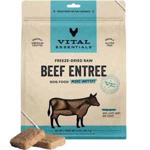 VITAL ESSENTIALS Freeze-Dried Raw Beef Entree Mini Nibs Dog Food, 25-oz ...