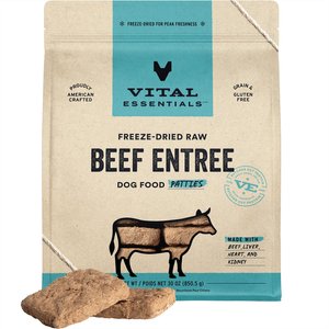 VITAL ESSENTIALS Freeze-Dried Raw Beef Patties Entree Dog Food, 30-oz ...