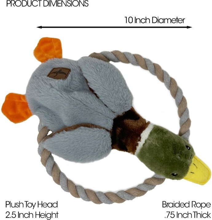 EDDIE BAUER 10-in Rope Toy with Duck Plush Dog Toy, Grey/Green - Chewy.com
