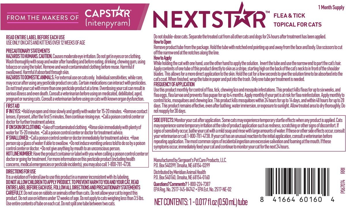NEXTSTAR Fast Acting Cat Flea & Tick Treatment 3 doses - Chewy.com