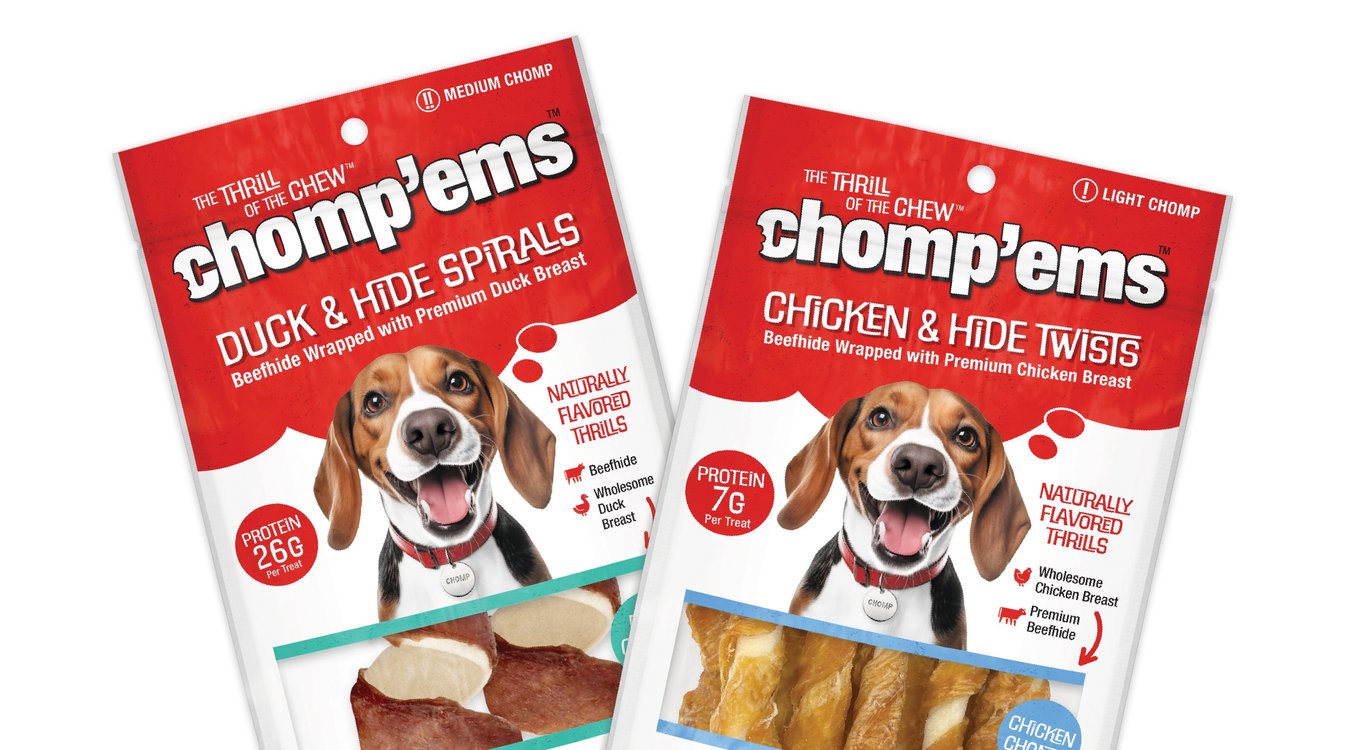 CHOMP'EMS Hide-Free Knot Bones Two-Tone Peanut Butter Dog Treats, 20 ...
