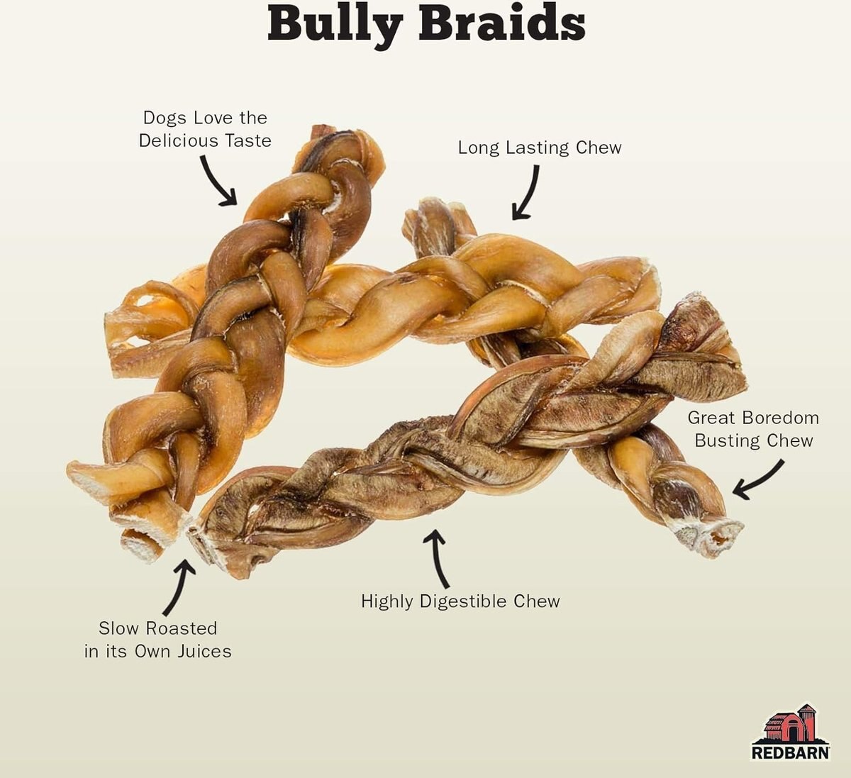 REDBARN Premium 7" Braided Bully Sticks Dog Treats, 20 count - Chewy.com