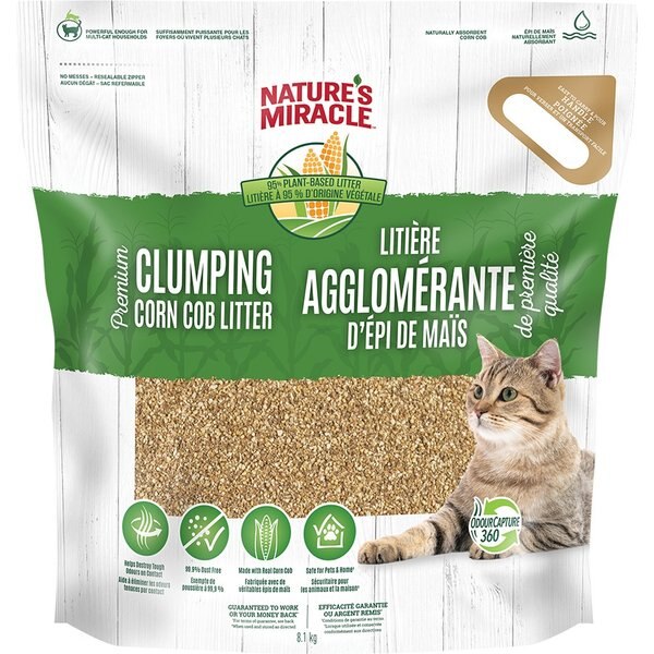 NATURE'S MIRACLE Premium Scented Clumping Corn Cat Litter, 18-lb bag ...