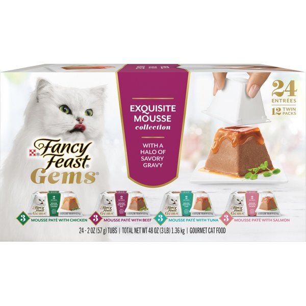 FANCY FEAST Gems Mousse Salmon, Tuna, Chicken, & Beef Halo of Savory ...