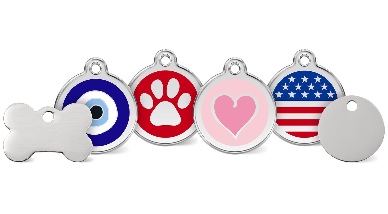 RED DINGO Evil Eye Stainless Steel Personalized Dog & Cat ID Tag, Small ...