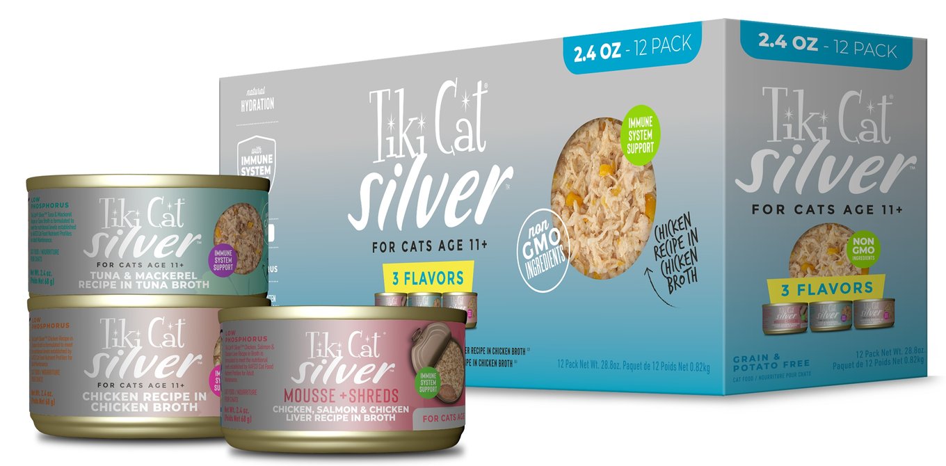 TIKI CAT Silver Variety Pack Grain-Free Wet Cat Food, 2.4-oz can, case ...