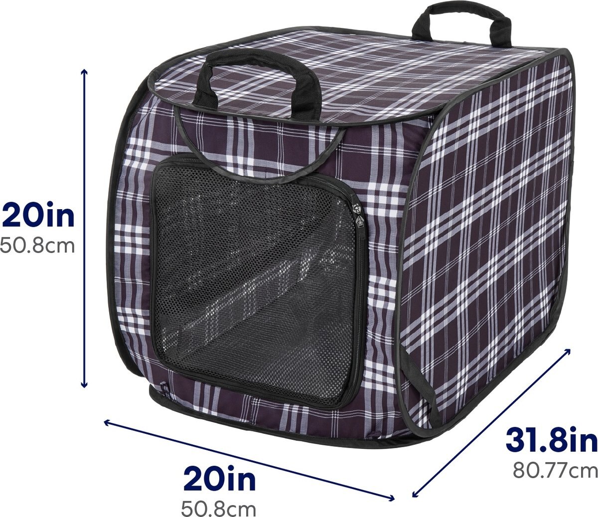 FRISCO Collapsible Cat Cage, Litter Box, & Mat, Black Plaid - Chewy.com