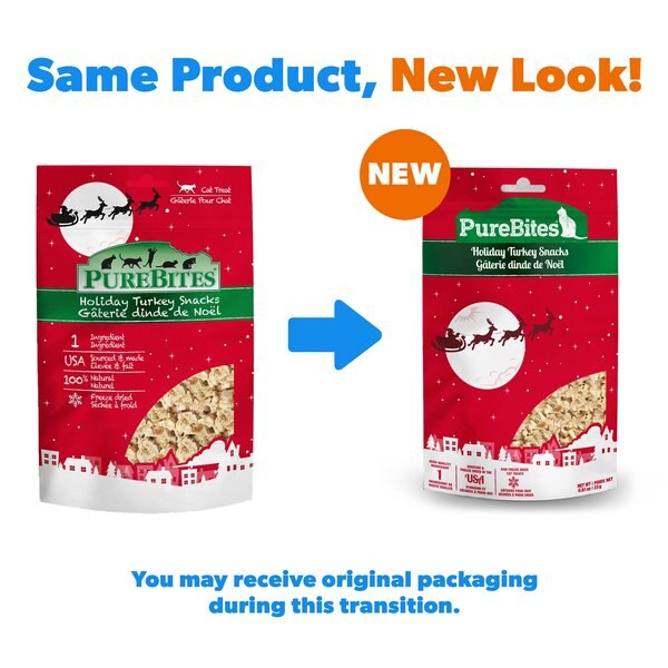 PUREBITES Holiday Turkey Freeze-Dried Cat Treats, 0.81-oz bag - Chewy.com