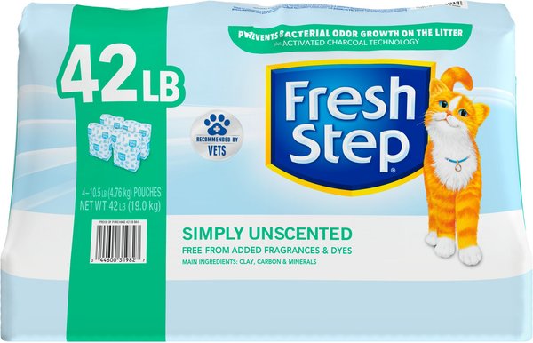 FRESH STEP Simply Unscented Clumping Clay Cat Litter, 10.5-lb bag, pack ...