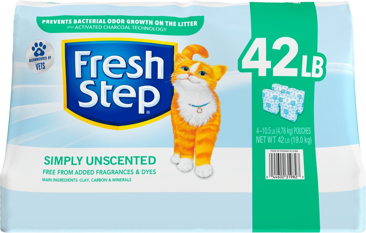 FRESH STEP Simply Unscented Clumping Clay Cat Litter, 10.5-lb bag, pack ...