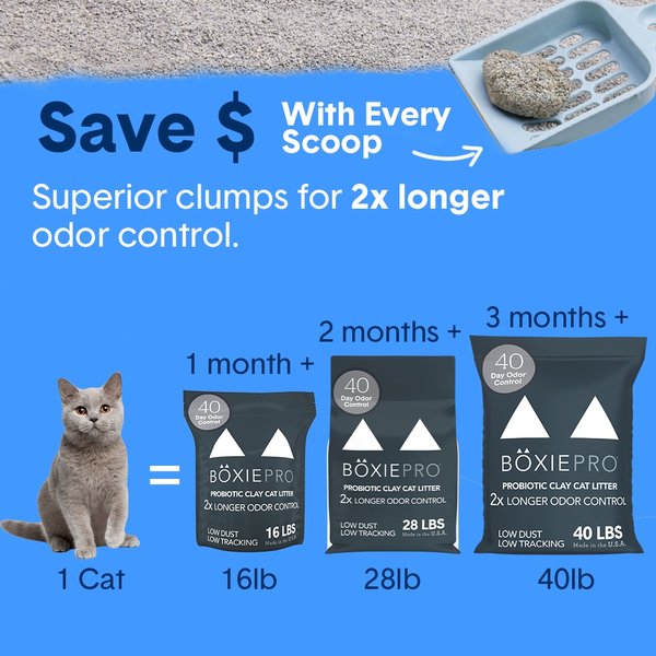BOXIECAT Self-Cleaning Probiotic Clumping Clay Cat & Kitty Litter, 16 ...