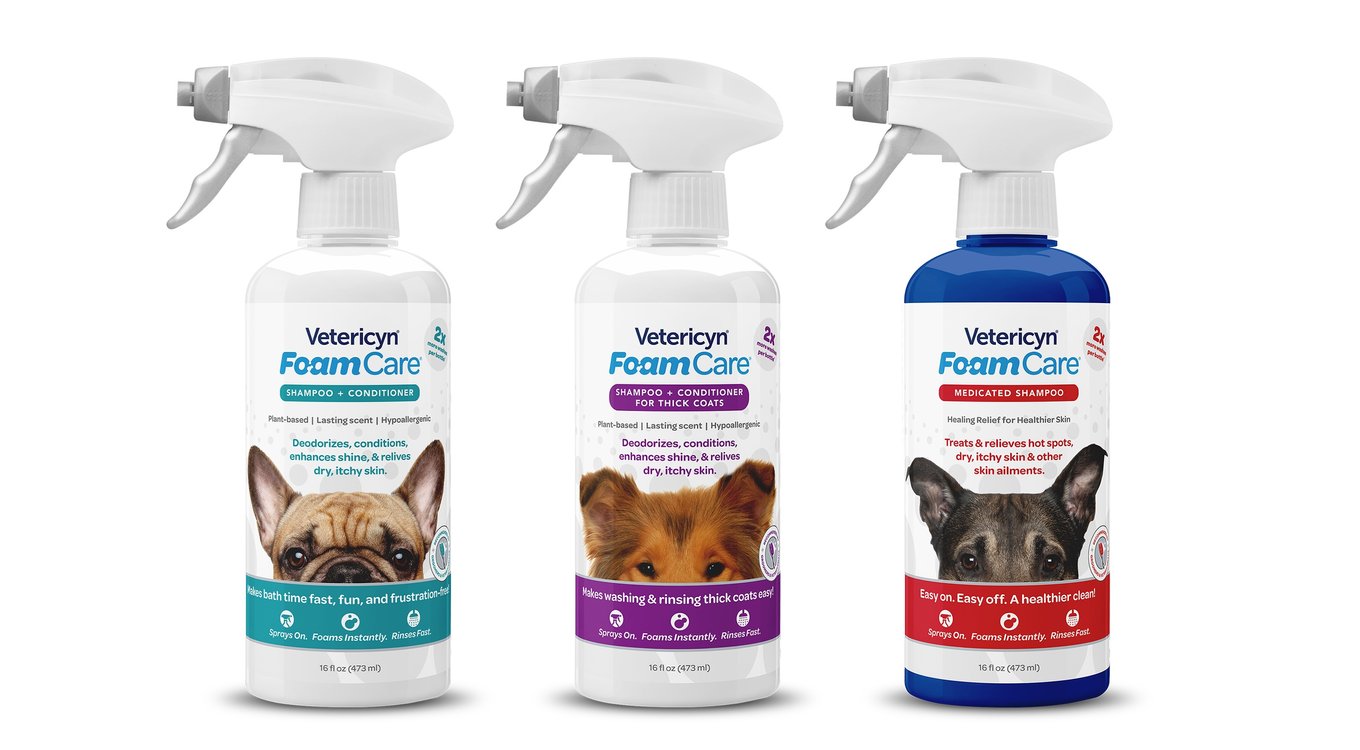 VETERICYN FoamCare Shampoo & Conditioner for Thick Coats, 16-fl oz ...