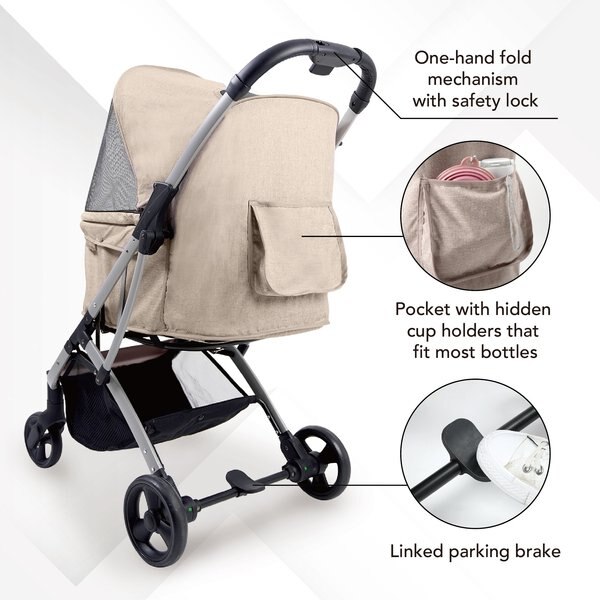 IBIYAYA Evolution Speedy Fold Buggy Dog & Cat Stroller, Oatmeal Tan ...