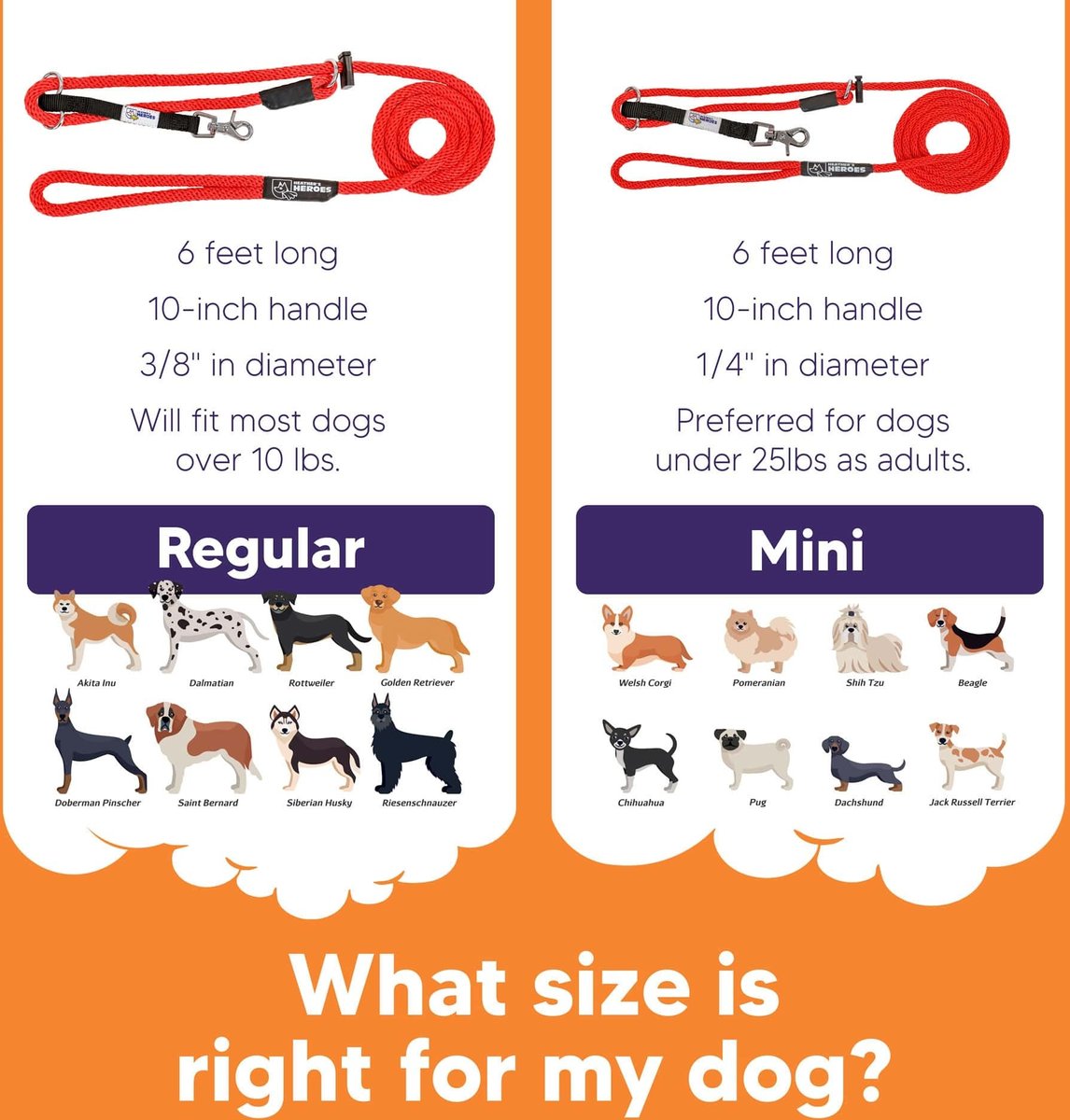 HEATHER'S HEROES The Sidekick Transitional Dog Training Leash, Blue ...