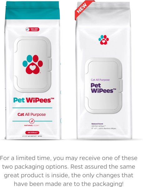 PET PARENTS Pet WiPees Natural Scent All Purpose Cat Cleaning Wipes ...