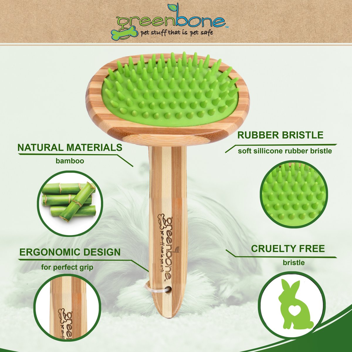 GREENBONE Pet Spa Massager, All-Natural Bamboo Pet Grooming Tool for ...