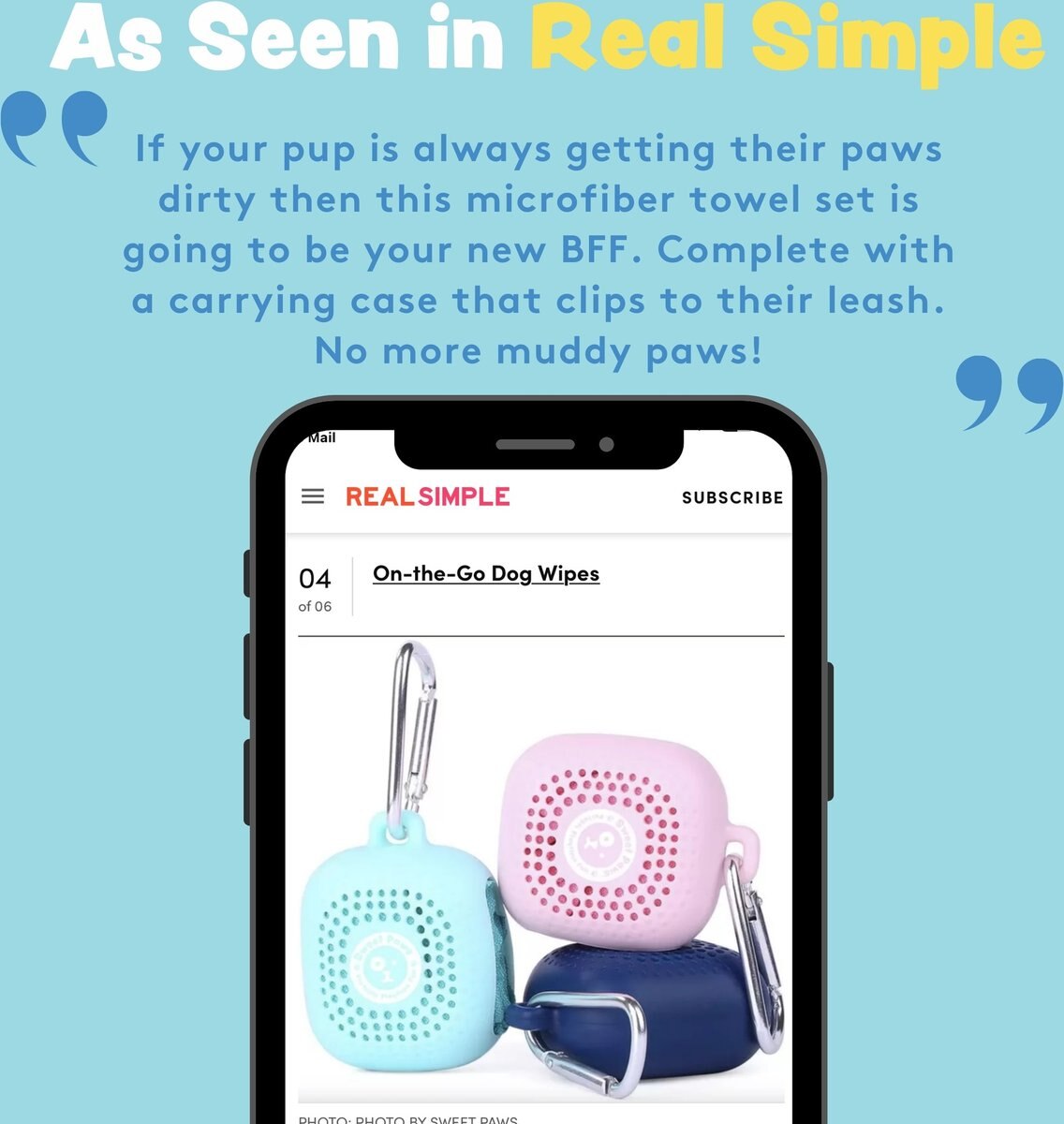 SWEET PAWS Perfect Paws Portable Dog Towel, Newport Navy, Large, 1 ...