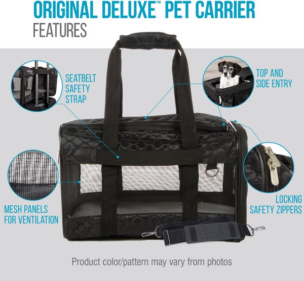 SHERPA Original Deluxe Lattice Print Airline-Approved Dog & Cat Carrier Bag, Black, Large ...