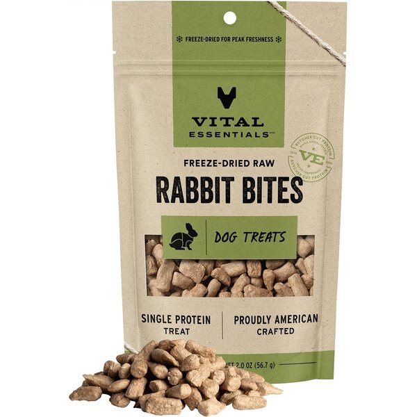 VITAL ESSENTIALS Rabbit Bites Freeze-Dried Raw Dog Treats, 2-oz bag ...