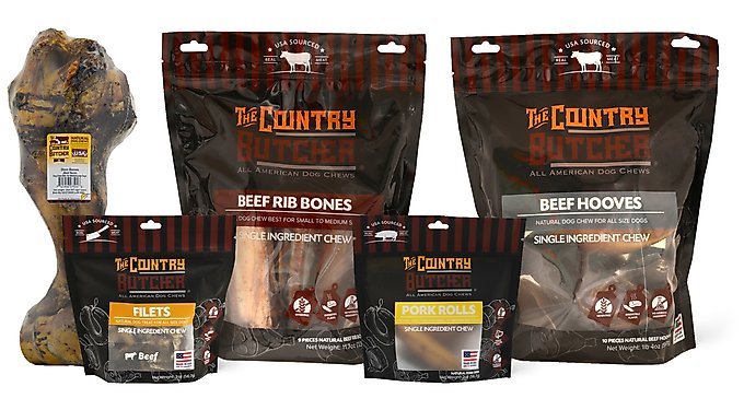 THE COUNTRY BUTCHER Beef Rib Bone Natural Dog Treats, Small, 8 count ...