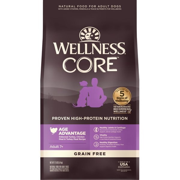 WELLNESS CORE Grain-Free Senior Deboned Turkey Recipe Dry Dog Food, 12 ...