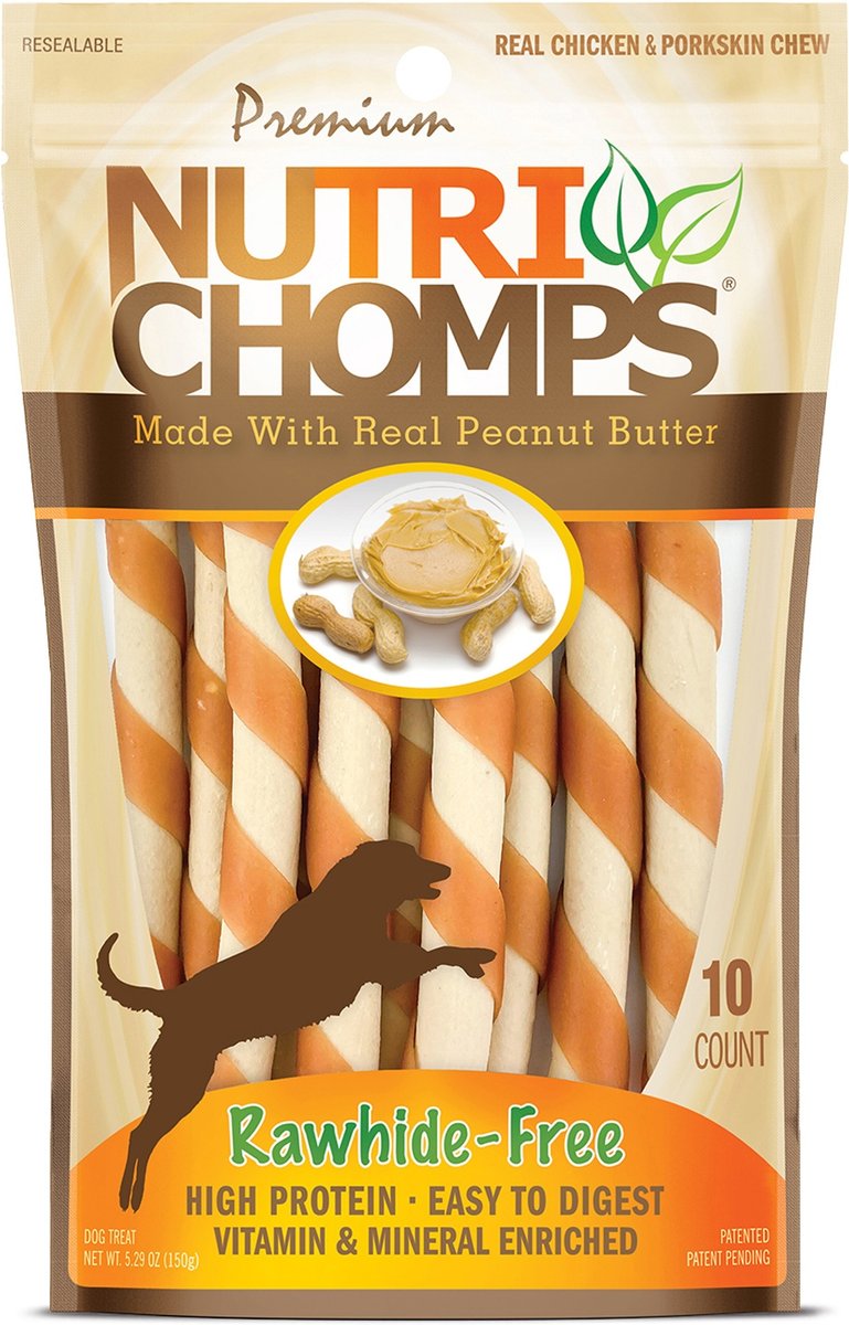 NUTRI CHOMPS Mini Peanut Butter Flavor Twist Dog Treats, 10 count ...