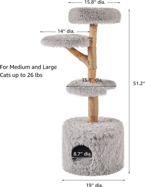 BEENBKKS Multi-Level Plush Cat Tree & Condo, Grey - Chewy.com