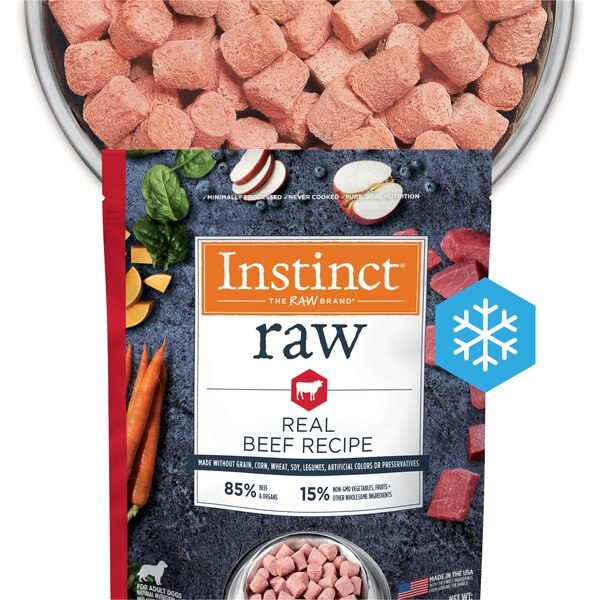 INSTINCT Raw Frozen Adult Bites Grain-Free Real Beef Recipe Dog Food, 3 ...